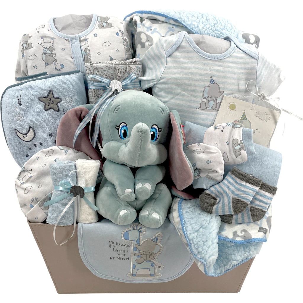 Baby Dumbo Deluxe Baby Gift Basket | Luxury Elephant Set – Glitter Baskets