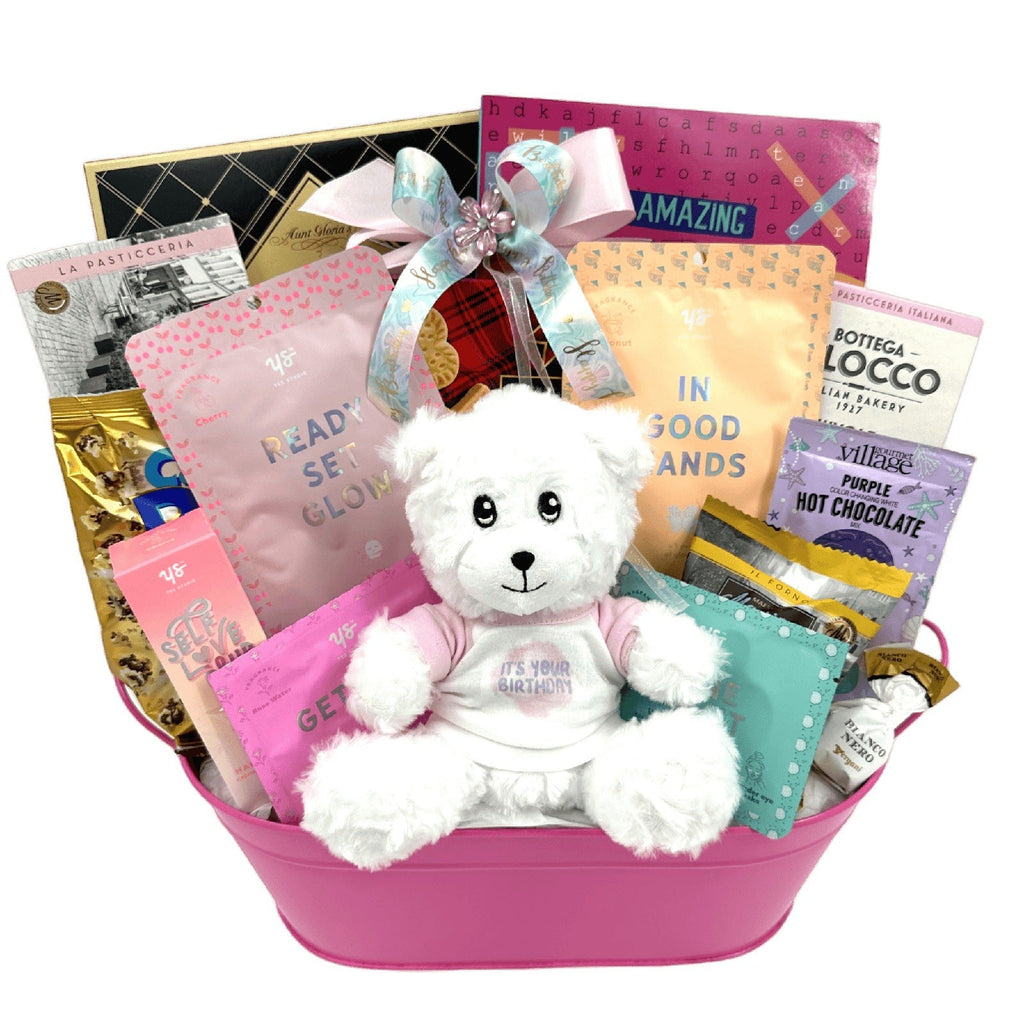 Sweet Spa Escape Birthday Gift Basket - Glitter Gift Baskets – Glitter ...